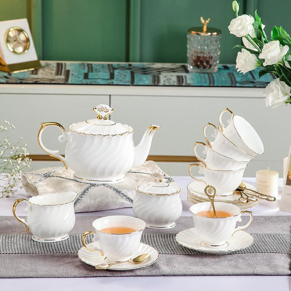 White Ceramic Tea Set |Ceramic Coffee Set|Teapot Tea Set |Wedding Gift ...